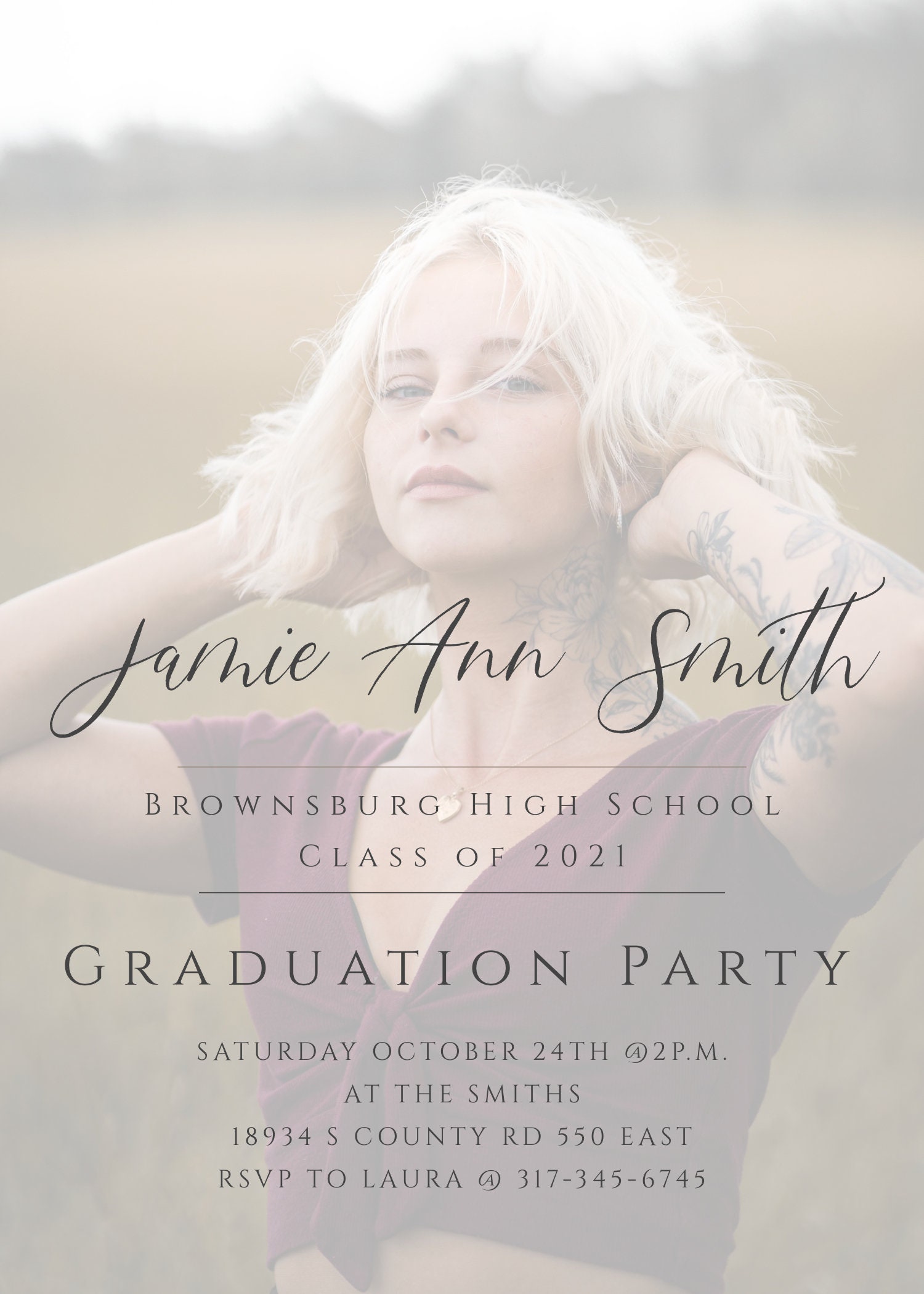 PRINTED Graduate, Graduation Party Invitation, Personalized, Printed ...