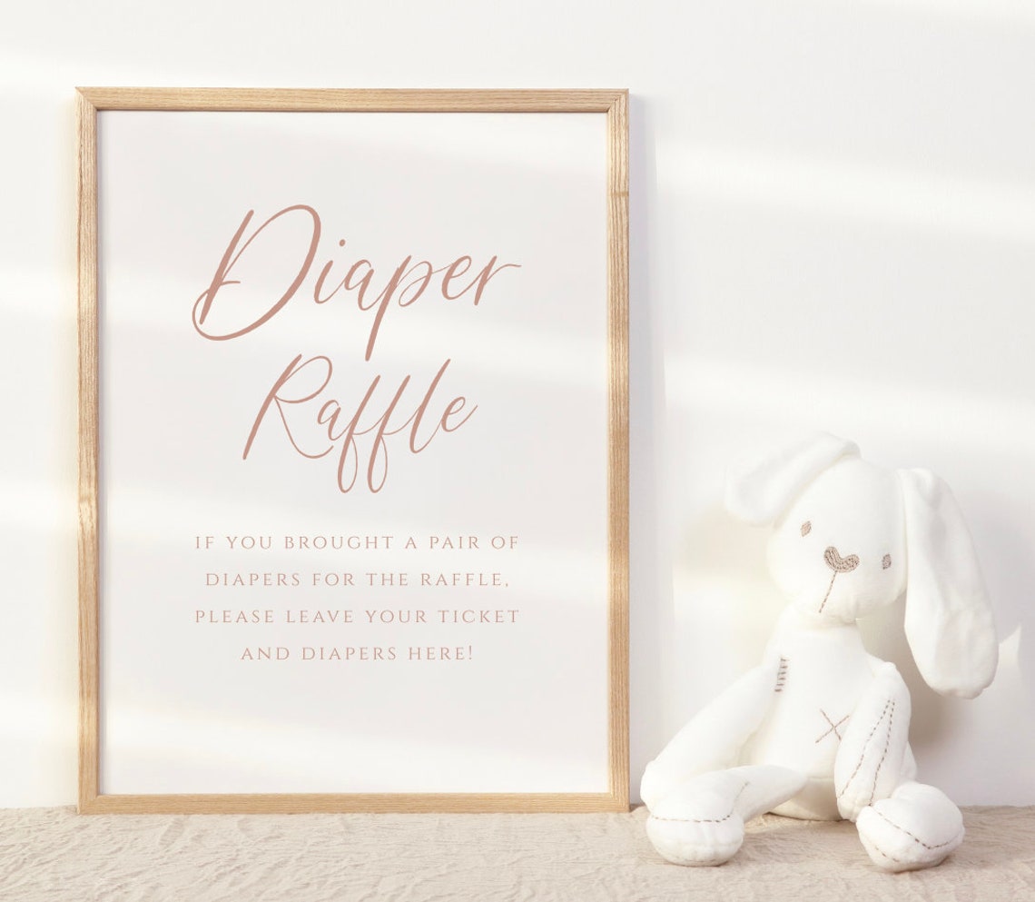 Diaper Raffle Instant Download Printable Sign, Neutral Baby Shower ...