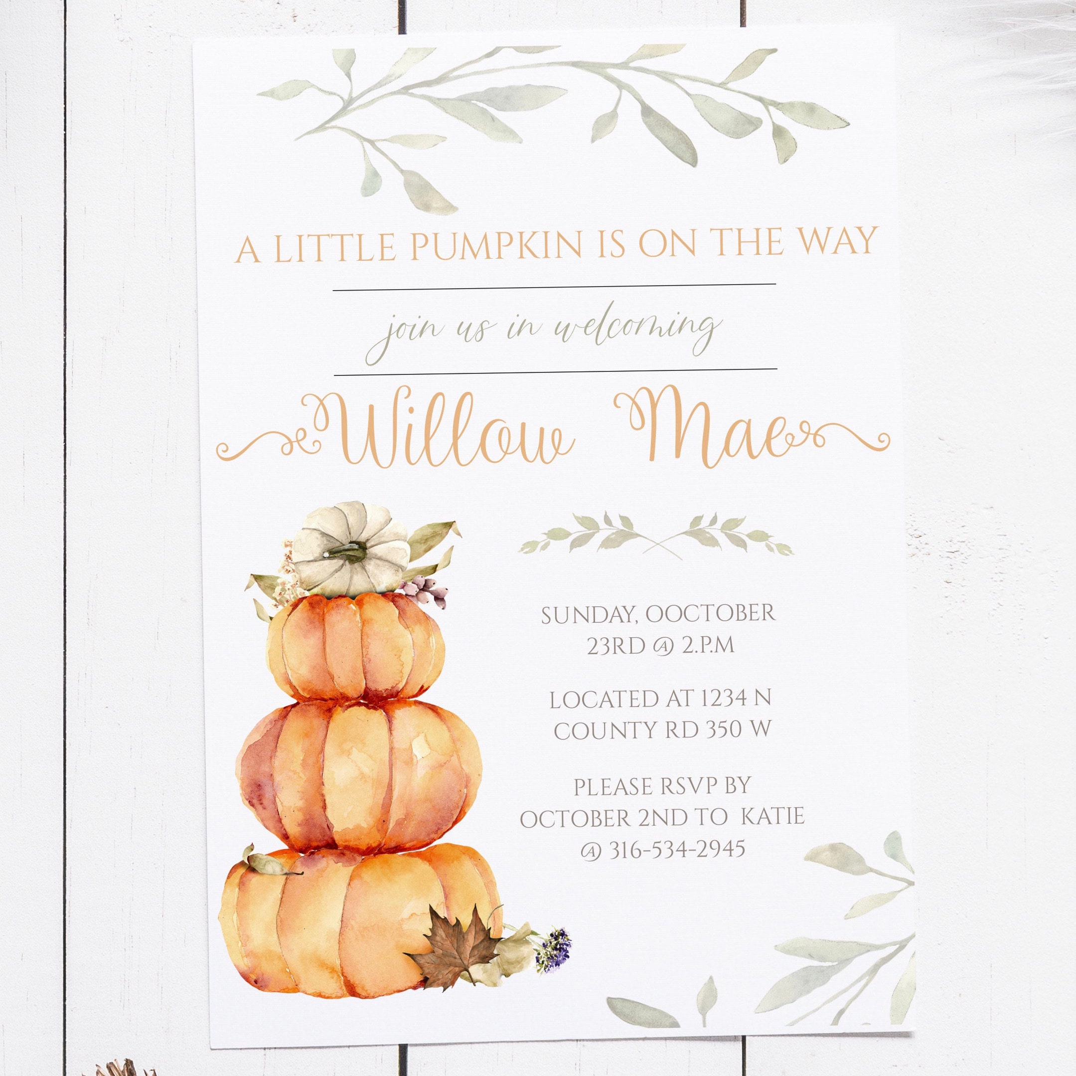 Fall Baby Shower Instant Download Editable Invitation A | Etsy