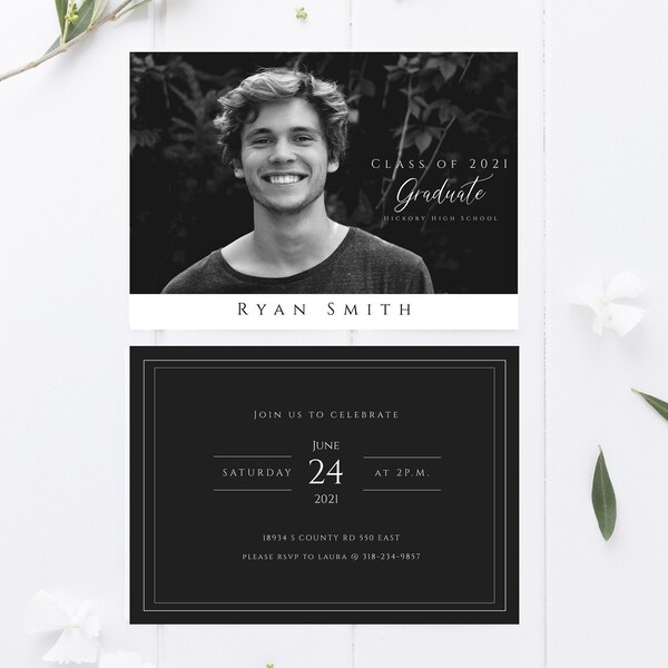 Personalized Graduation Invitation With Photo, Instant Download ...