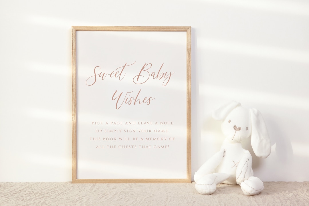 Sweet Baby Wishes Instant Download Printable Sign, Neutral Baby Shower ...