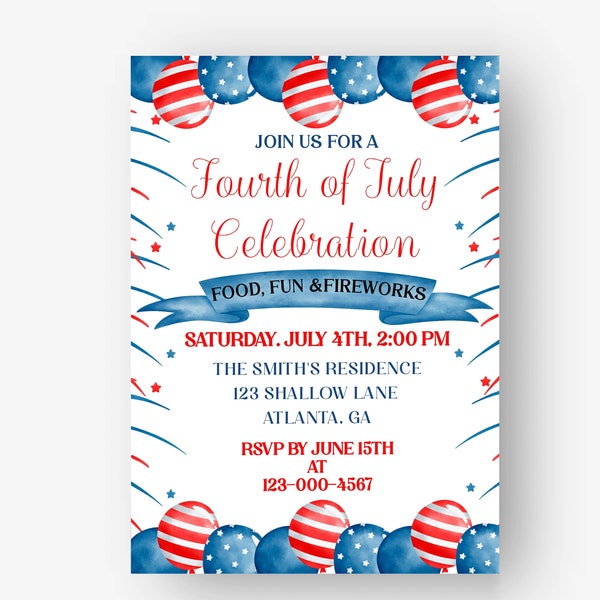 July 4th Invitations - Etsy