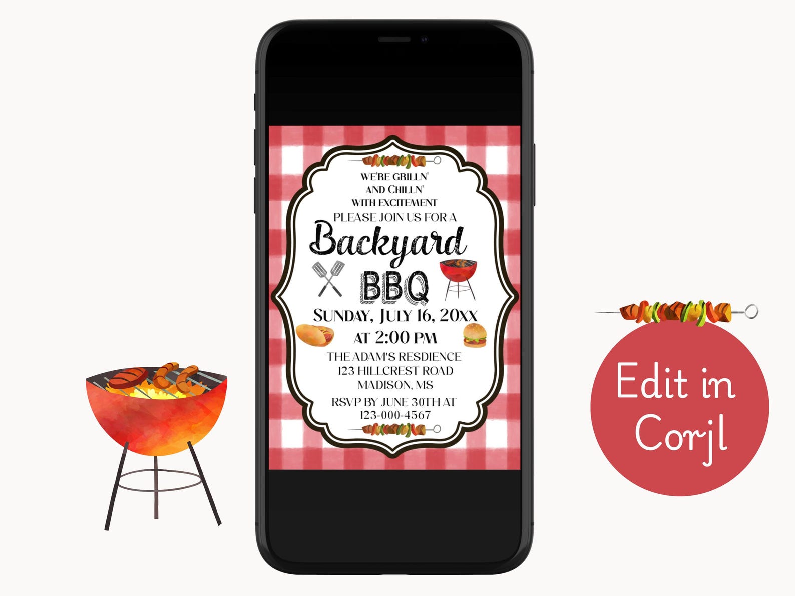 Backyard BBQ Invitation, Backyard Barbecue Invitation|instant Download ...