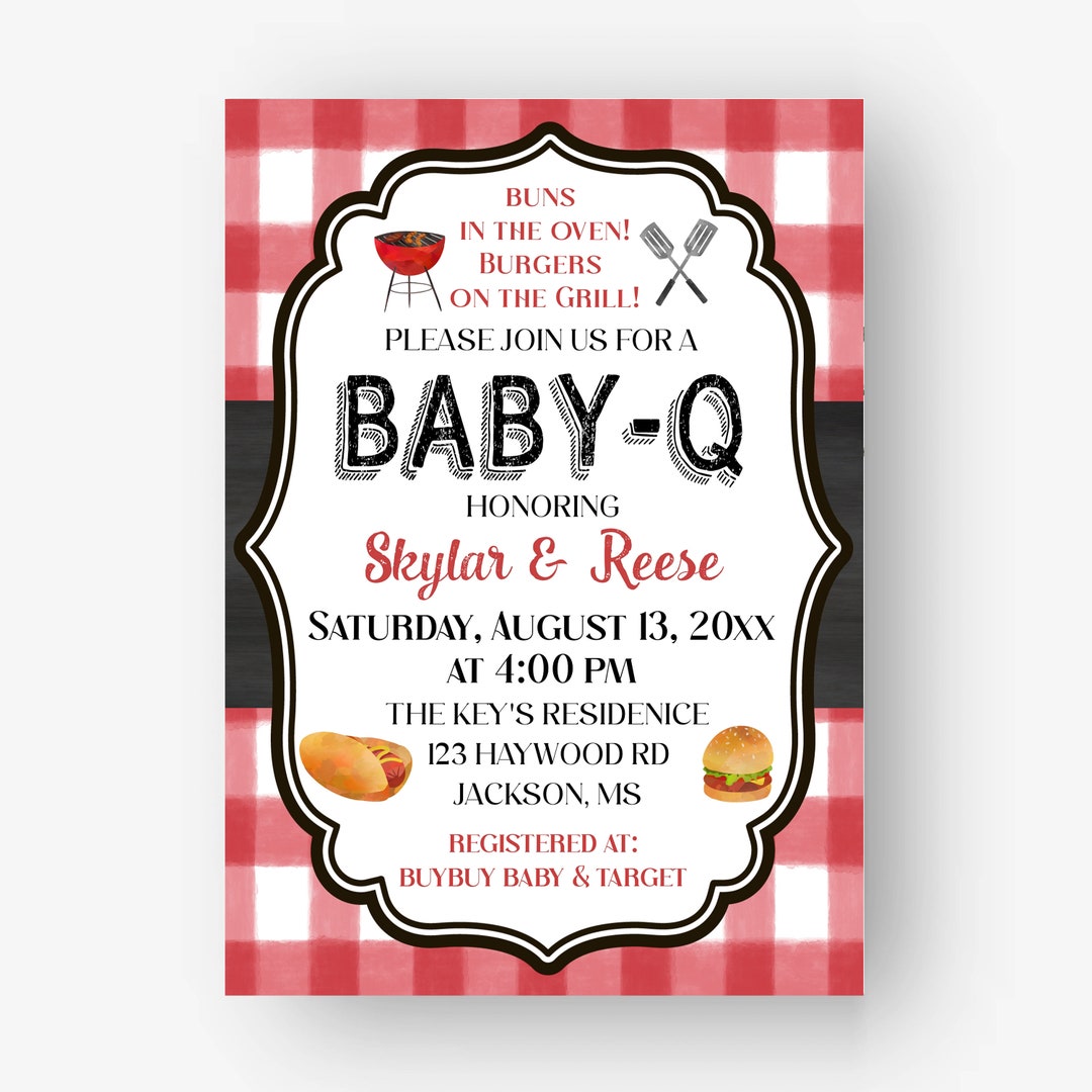 Baby-q Baby Shower, Baby-q Baby Shower Invitation, Traditional Theme ...