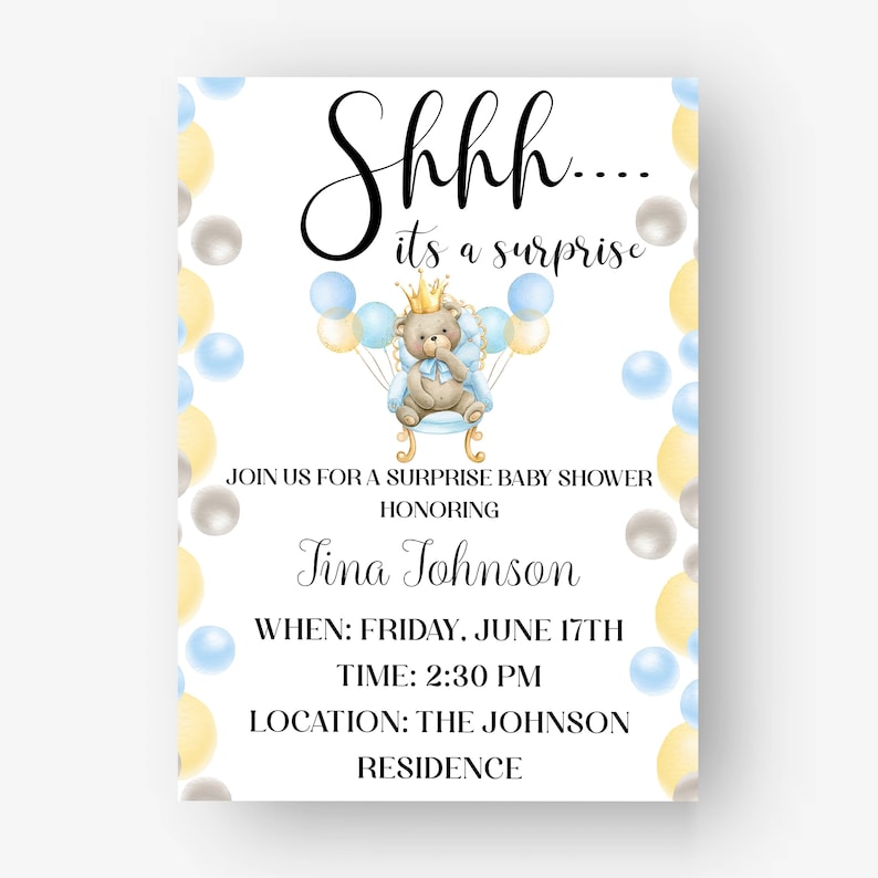 Invitación sorpresa para baby shower, ¡Shhh! Es un baby shower sorpresa ...