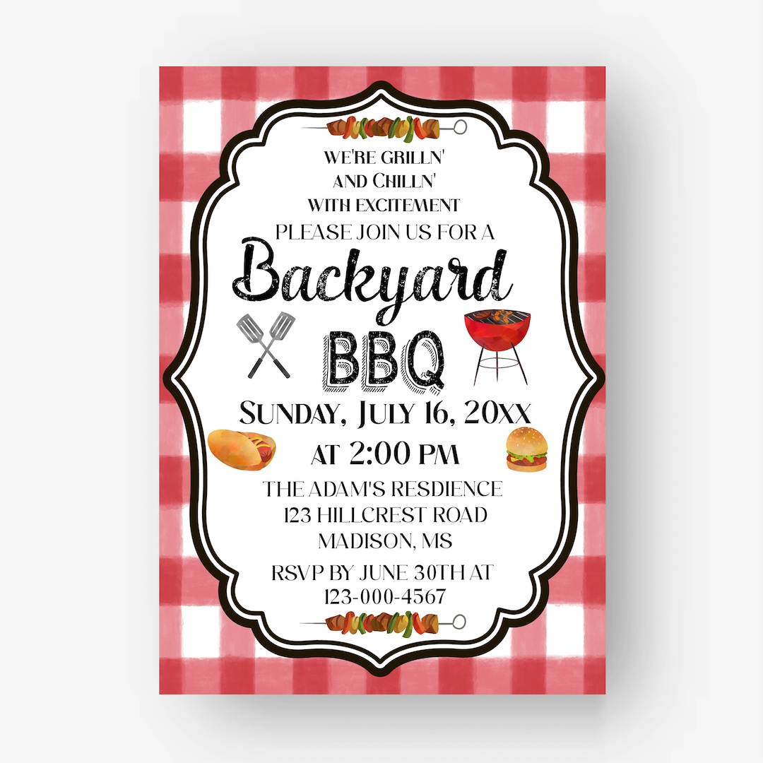 Backyard BBQ Invitation, Backyard Barbecue Invitation|instant Download ...