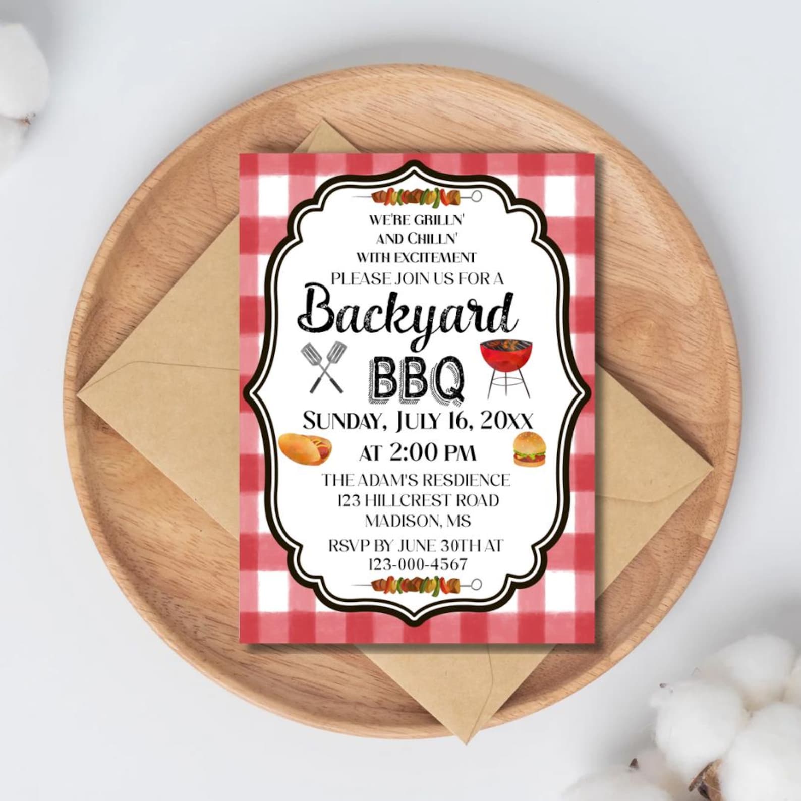 Backyard BBQ Invitation, Backyard Barbecue Invitation|instant Download ...