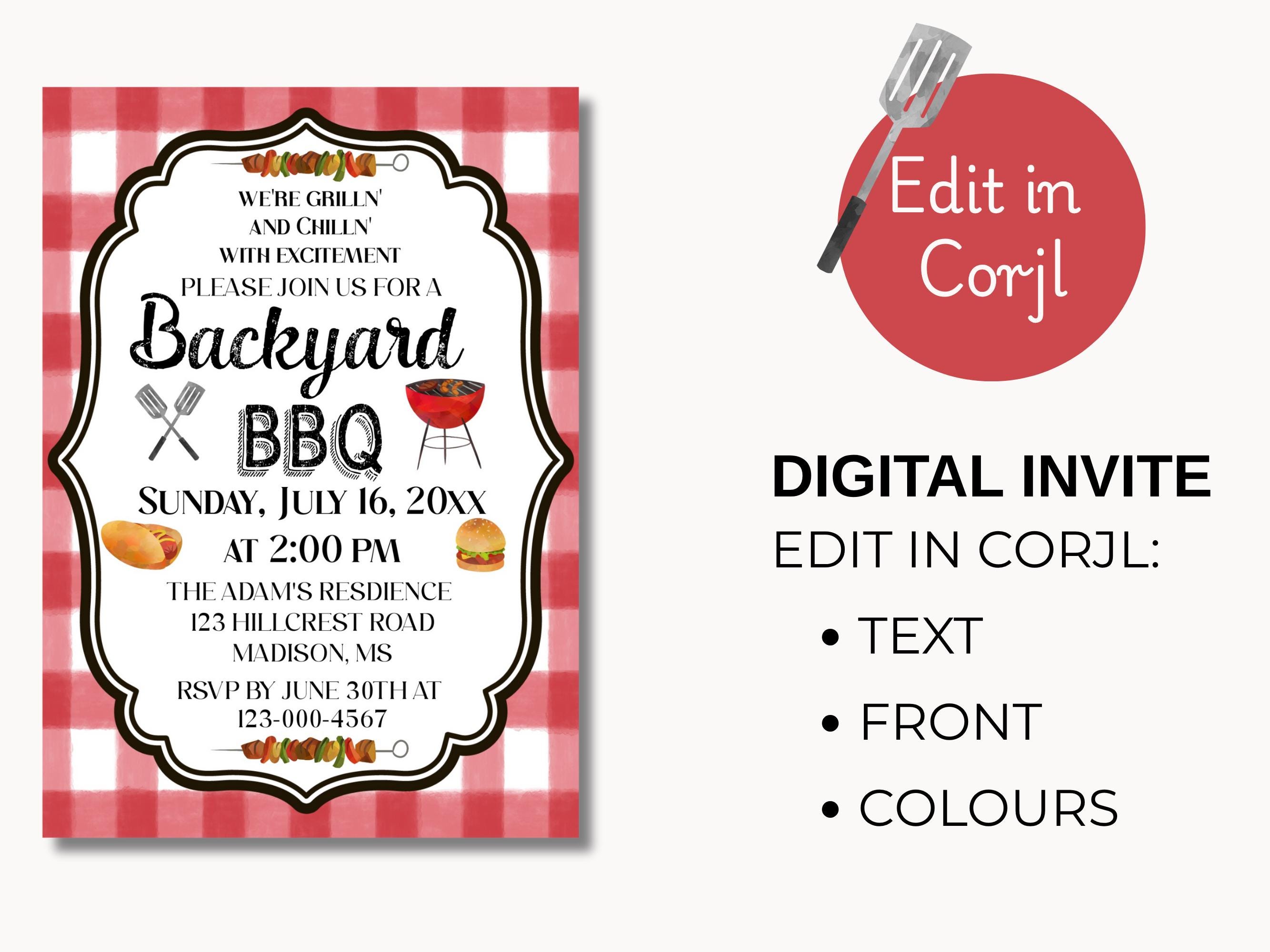 Backyard BBQ Invitation, Backyard Barbecue Invitation|instant Download ...