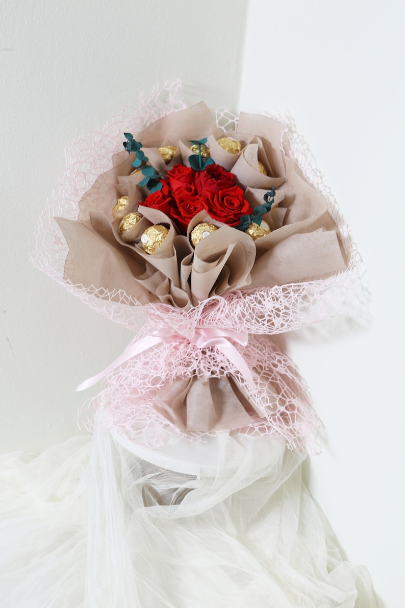 Preserved Fresh Flower Eternal Love Bouquet for Valentine's Day Flower ...