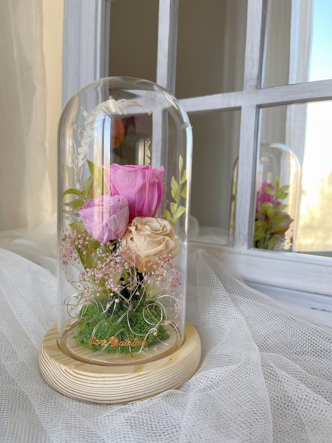 Preserved Flower Glass Dome With LED Wedding Centerpieces | Etsy