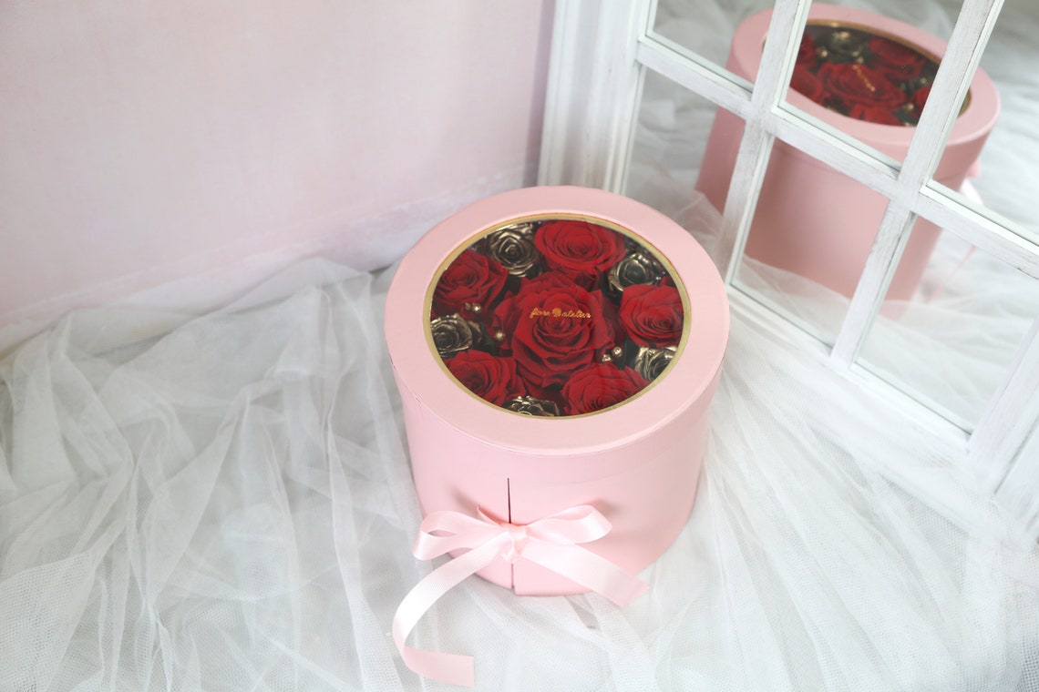 Red Gold Floral Eternal Rose Gift Box Love Mother's - Etsy