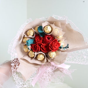 Preserved Fresh Flower Eternal Love Bouquet for Valentine's Day Flower ...