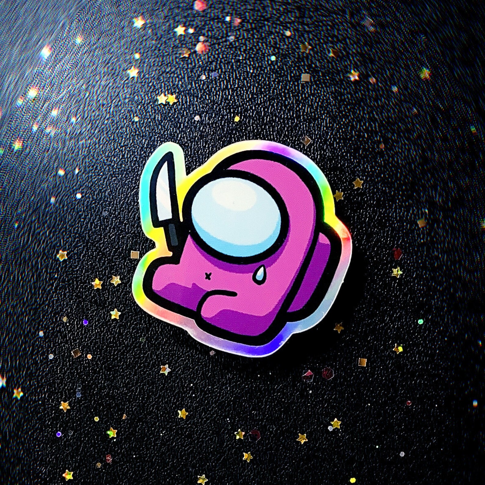 Among Us Pink Mini Crewmate Holographic Sticker | Etsy