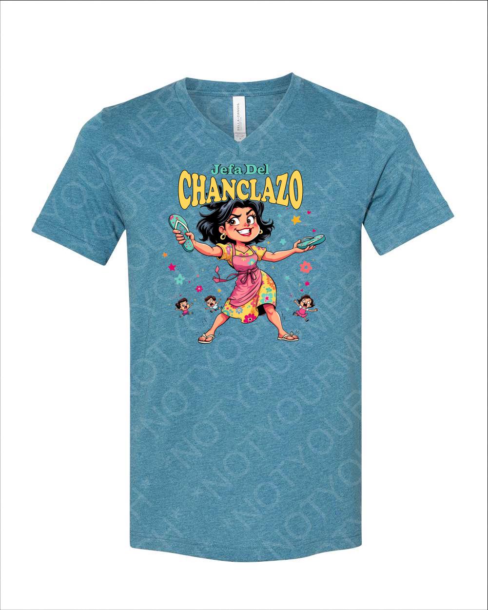 Jefa Del Chanclazo V-neck | Funny Latina Mom Shirt | Hispanic Humor Tee ...