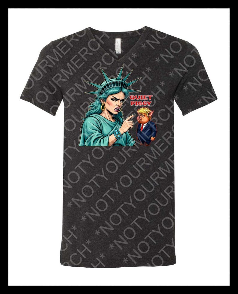 Quiet Piggy Liberty Edition Graphic T-shirt - Unisex Gray Tee With Bold ...