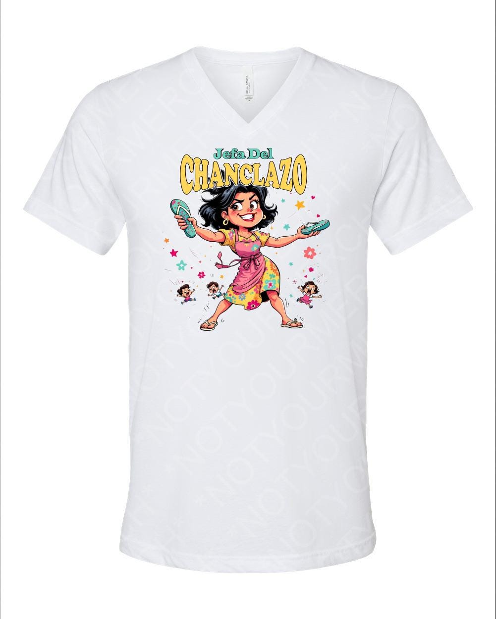 Jefa Del Chanclazo V-neck | Funny Latina Mom Shirt | Hispanic Humor Tee ...