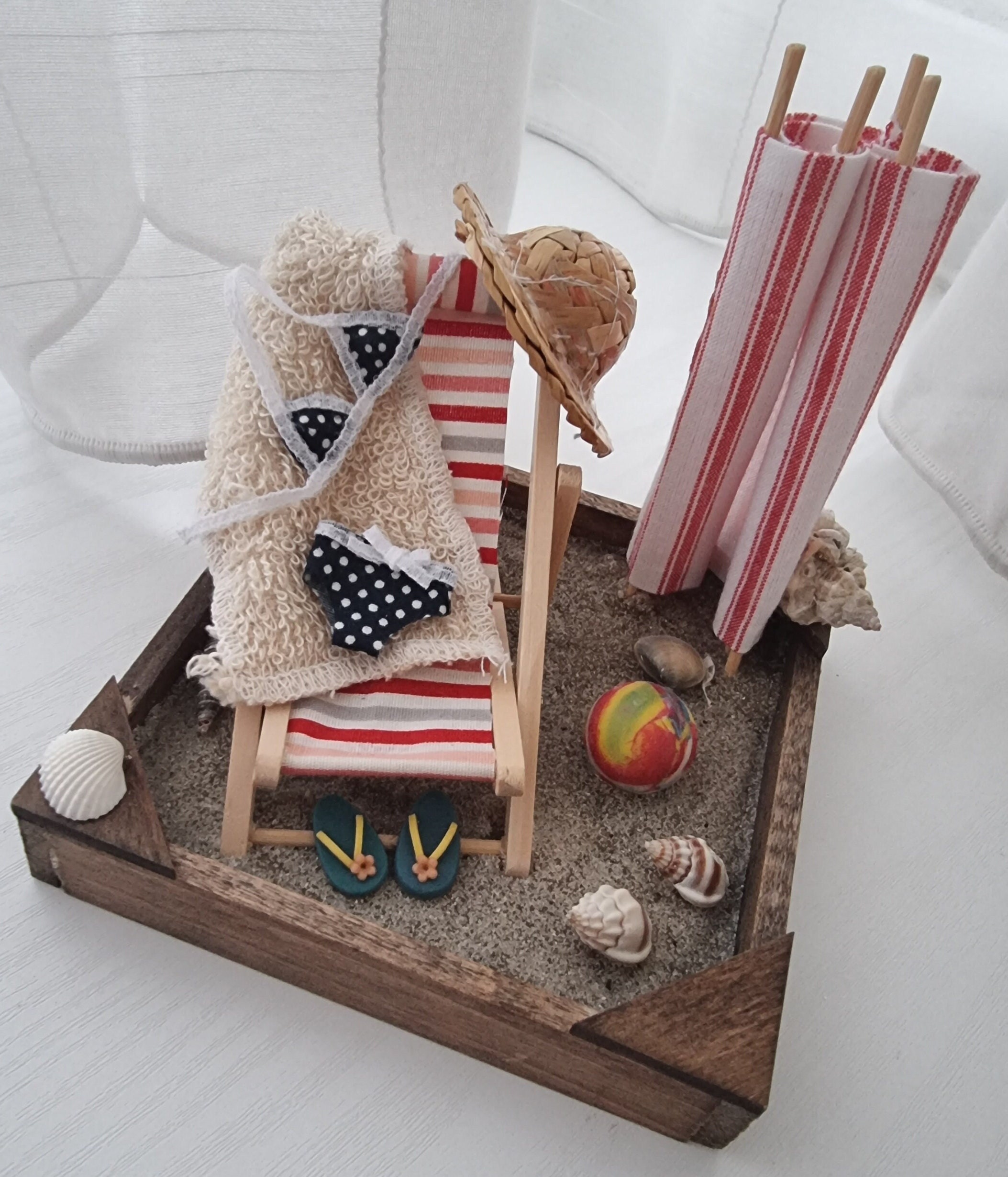 Dolls House Minaitures 'skinny Dippy Mini' Beach Scene With Deck Chair ...