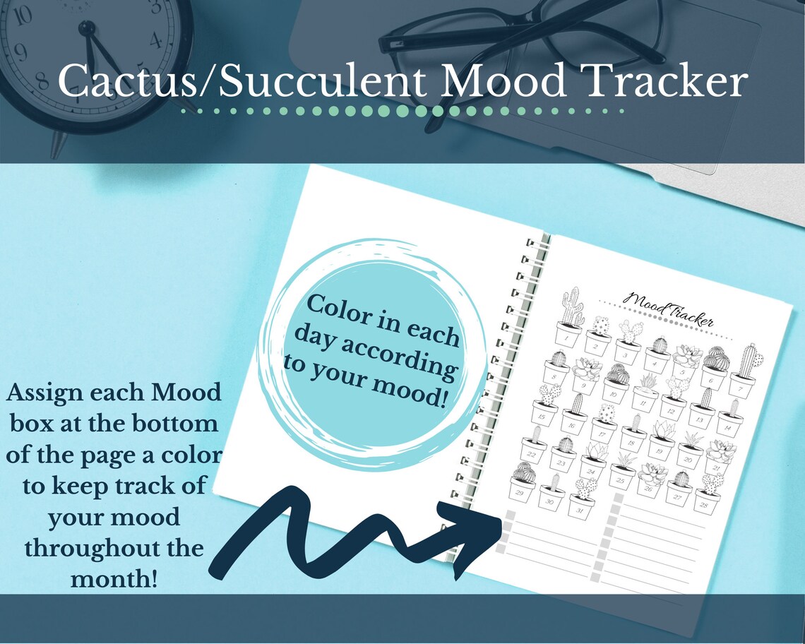CACTUS & SUCCULENT Potted Plant Mood Tracker Cacti Journal - Etsy