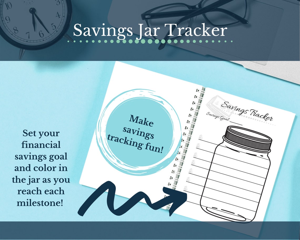 Savings Jar Tracker Bullet Journal Printable Insert, Financial Planner ...
