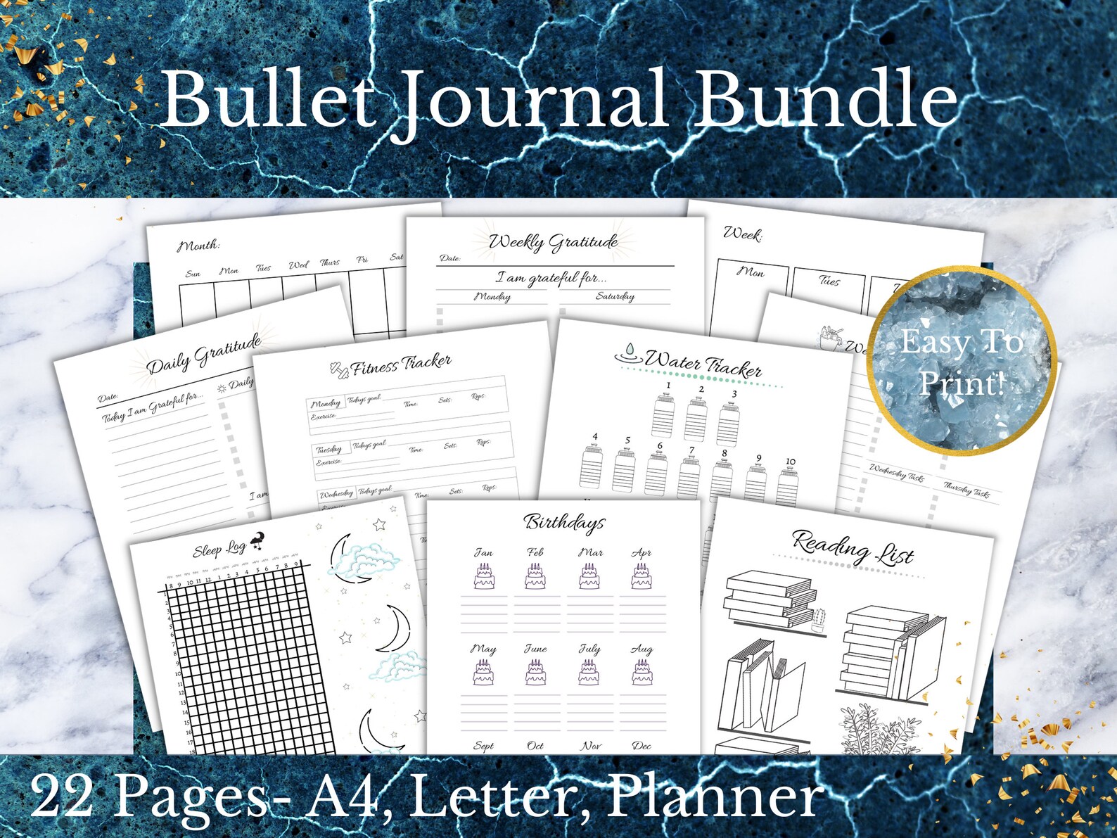 Bullet Journal Printable Tracker Bundle Inserts Printable - Etsy