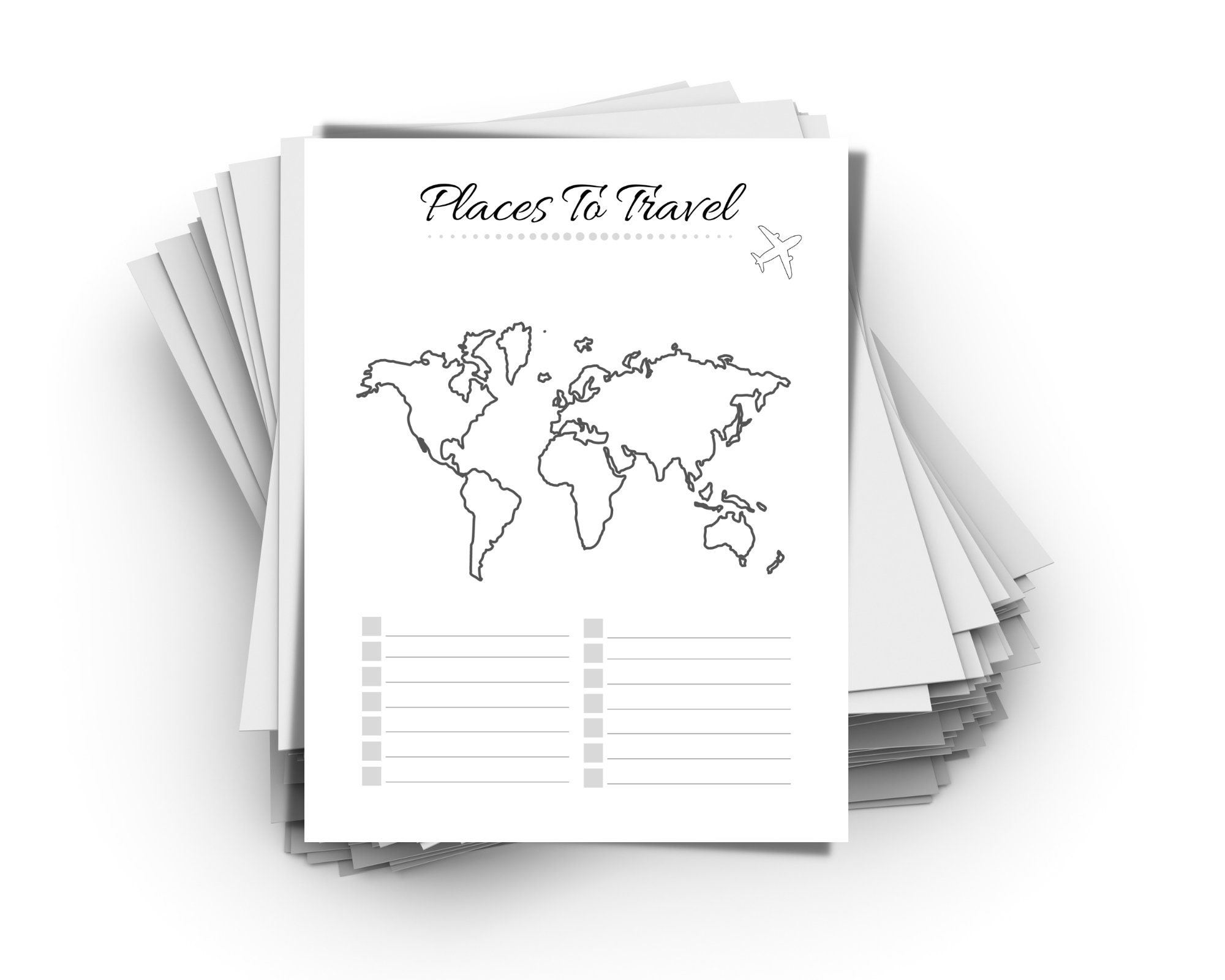 Travel Printable Bullet Journal Insert WORLD MAP Vacation - Etsy