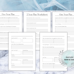 5 Year Plan Printable 5 Year Goal Planner Worksheet Yearly Goal Tracker ...