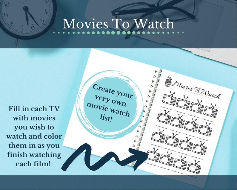 Movies to Watch List Printable Tracker, Movie Log, Movie Check List A4 ...