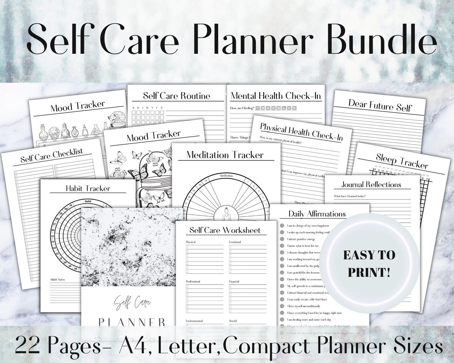 Self Care Planner Printable | Mental Health Journal | Gratitude Journal ...
