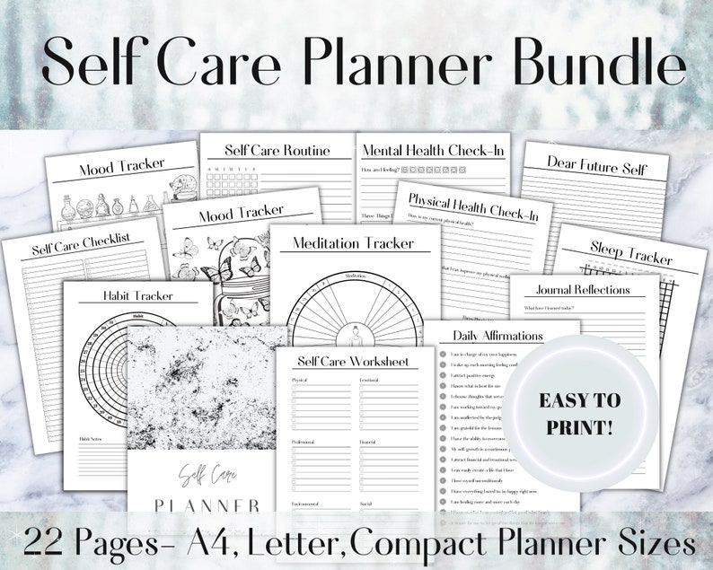 Self Care Planner Printable | Mental Health Journal | Gratitude Journal ...