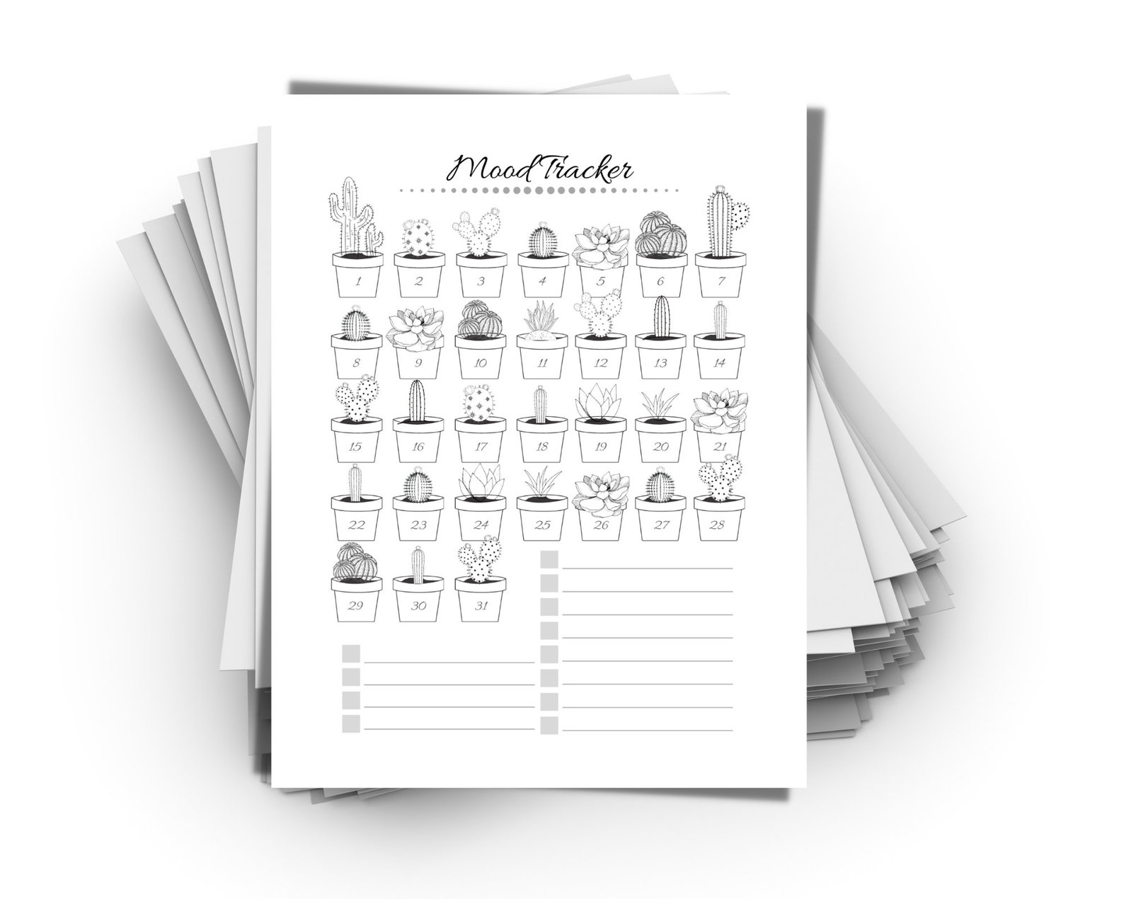 CACTUS & SUCCULENT Potted Plant Mood Tracker Cacti Journal - Etsy