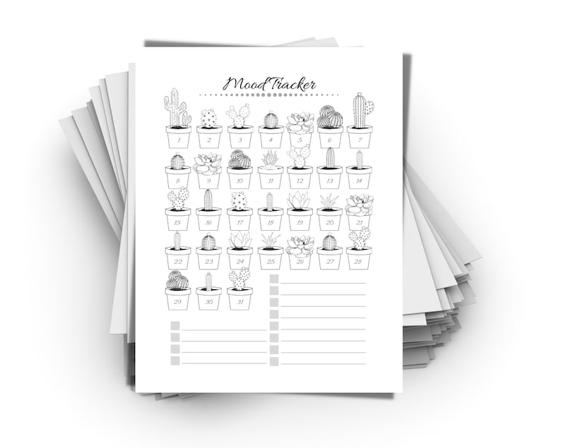 CACTUS & SUCCULENT Potted Plant Mood Tracker Cacti Journal - Etsy