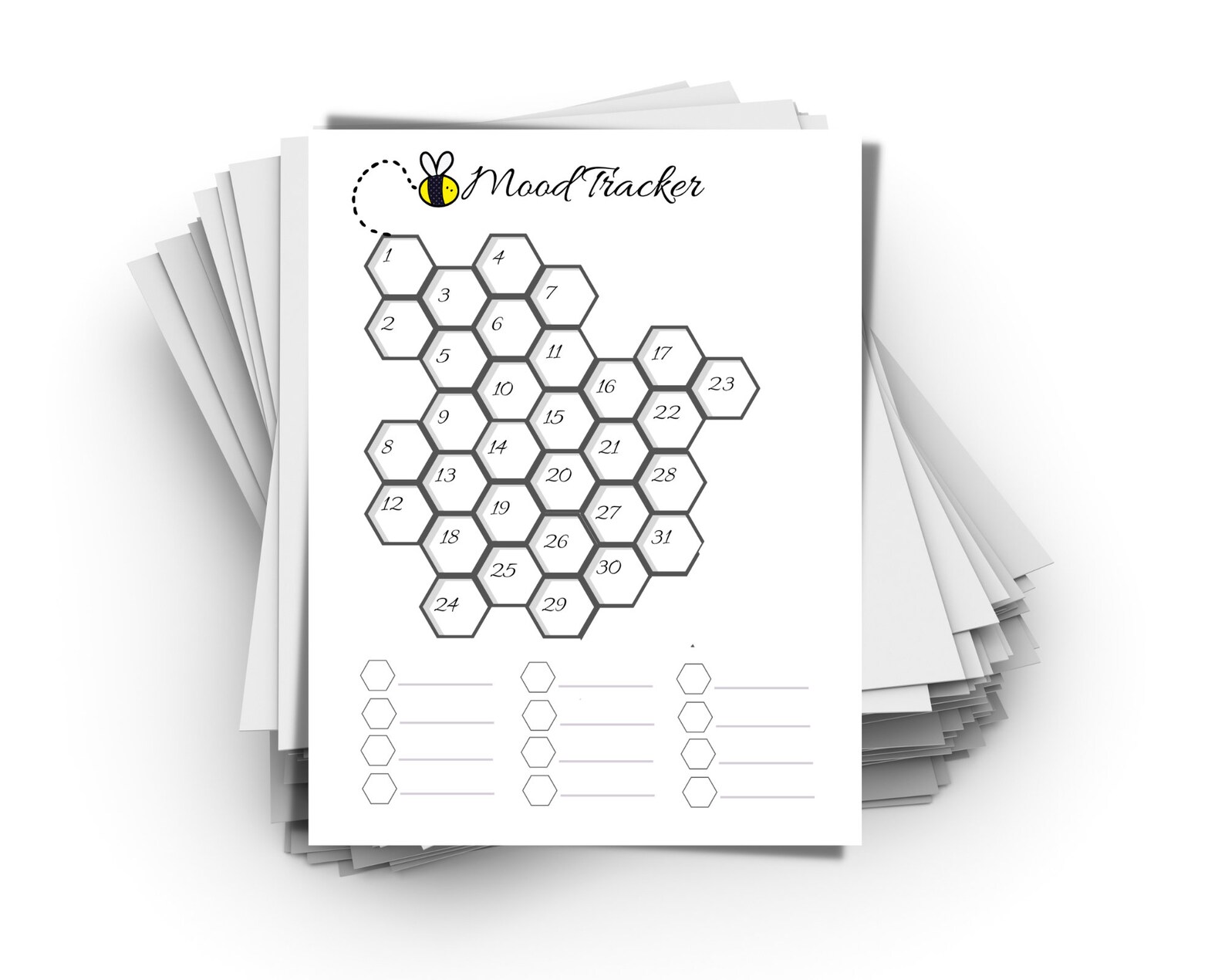 Monthly Honeycomb Bee Mood Tracker Printable, Bullet Journal, Planner ...