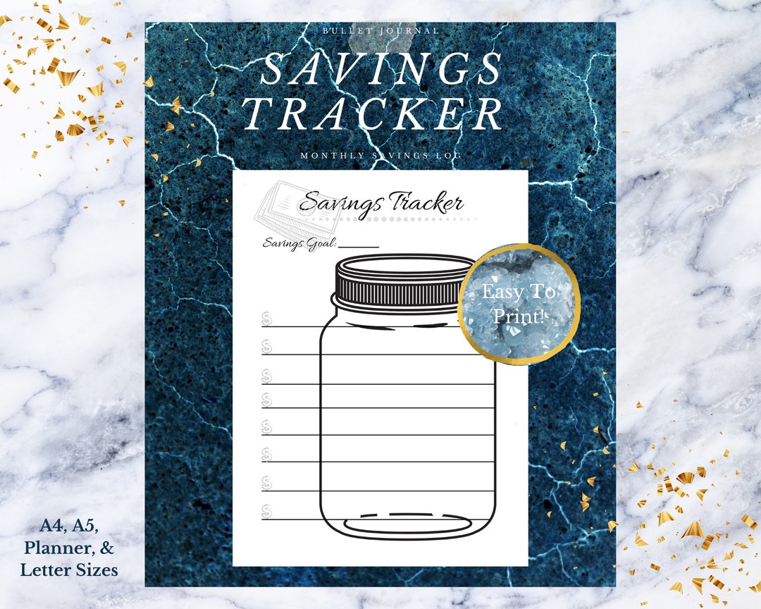 Savings Jar Tracker Bullet Journal Printable Insert, Financial Planner ...