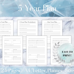 5 Year Plan Printable 5 Year Goal Planner Worksheet Yearly Goal Tracker ...