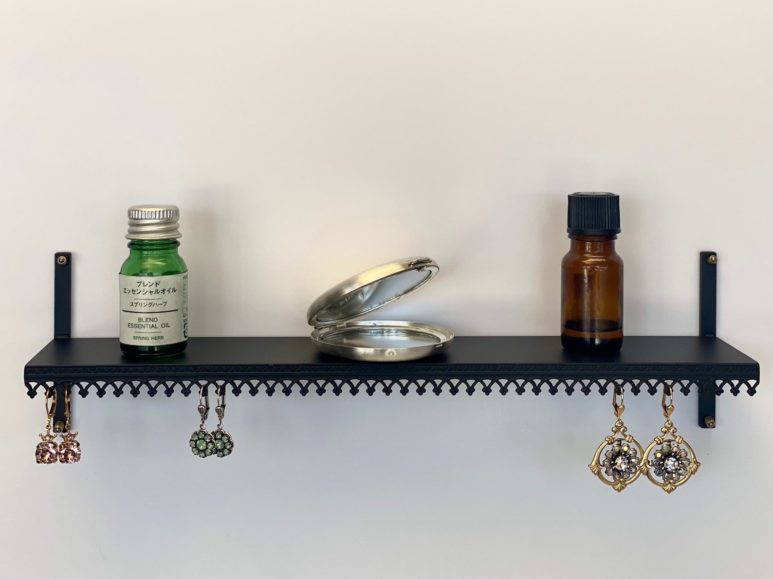Wall Mounted Shelf and Earring Organizer, Earring Holder, Jewelry ...