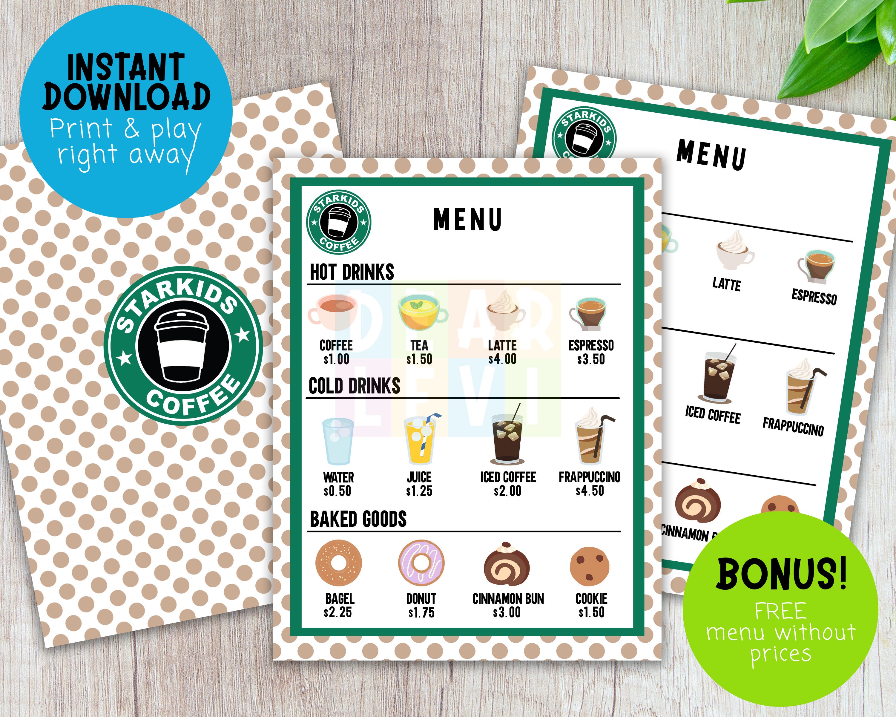 StarKids Coffee Shop Menu Pretend Play. Printables for | Etsy