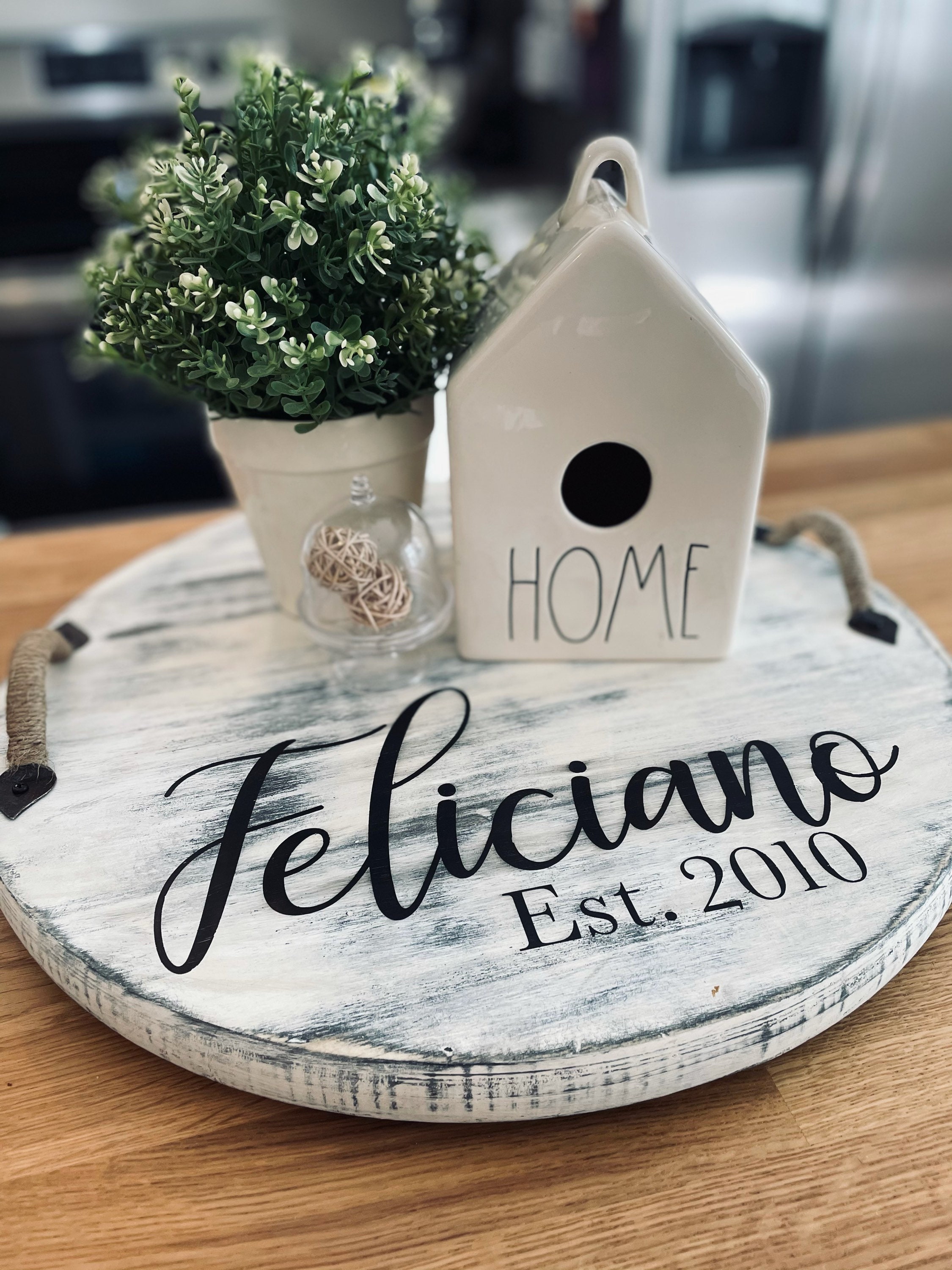 18 Family Name Wood Tray Personalized Lazy Susan | Etsy