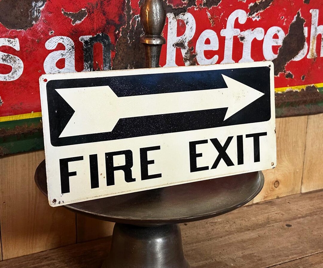 Vintage Fire Exit Arrow Sign USA Emergency Exit Man Cave Retro - Etsy