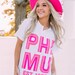 Phi Mu Block Letter Notch Tee | Phi Mu Notch Tee | Phi Mu | Notch Tee | Block Letter Notch Tee ...