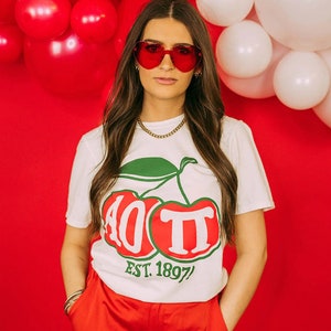 Alpha Omicron Pi Cherry Tee AOII T-shirt Greek T-shirts Sorority Tees ...
