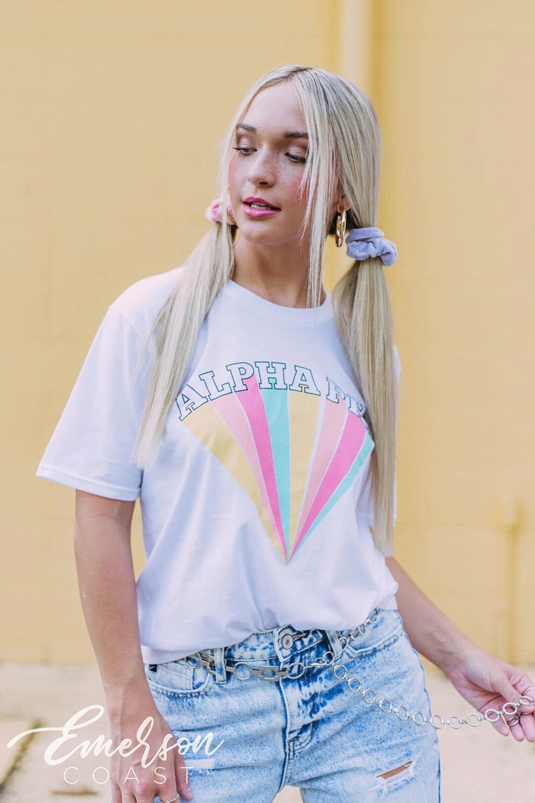 Alpha Phi Colorful Rainbow Tee Sorority T-shirt Sorority Tees Greek Tees Rainbow Colorful Tee ...