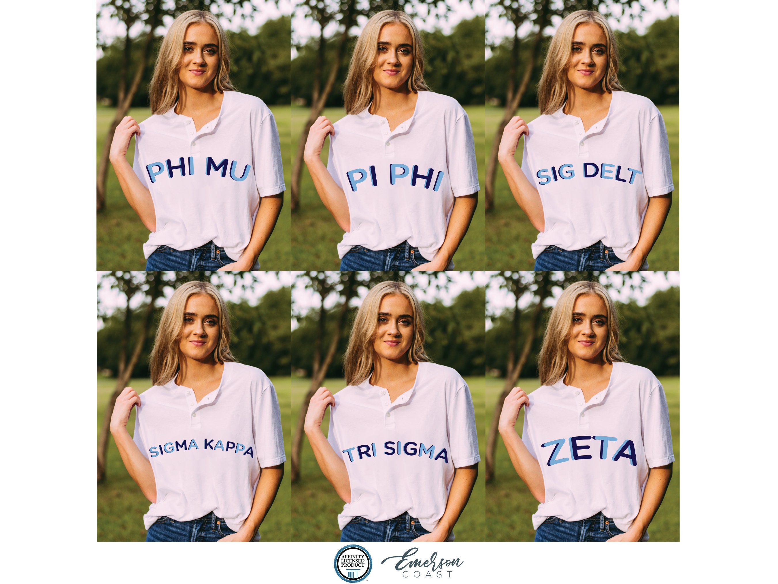 Blue Arch Sorority Henley Sorority Henley Sorority T-shirt Greek T ...