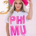 Phi Mu Block Letter Notch Tee | Phi Mu Notch Tee | Phi Mu | Notch Tee | Block Letter Notch Tee ...