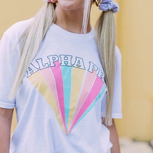 Alpha Phi Colorful Rainbow Tee Sorority T-shirt Sorority Tees Greek Tees Rainbow Colorful Tee ...