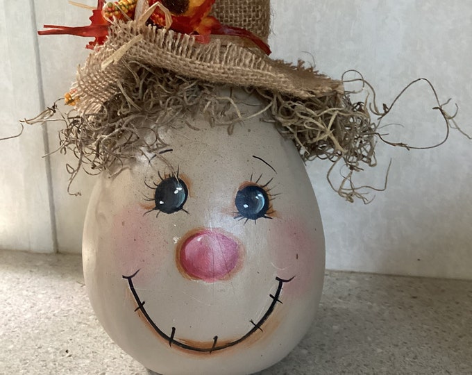 Hand Painted Scarecrow Gourd - Etsy