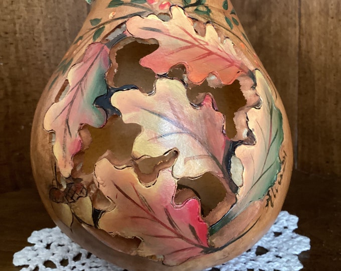 Hand Carved Natural Gourd Luminary for the Fall - Etsy