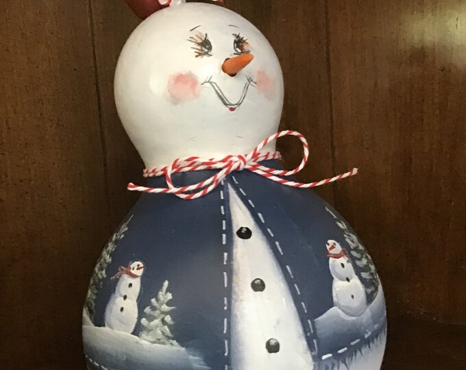 Hand Painted Snowman Gourd - Etsy