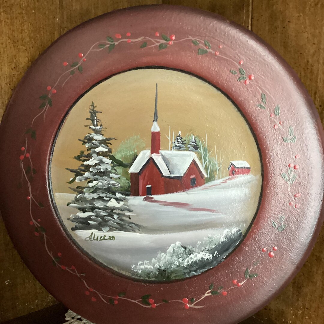 Hand Painted Winter Country Plate - Etsy