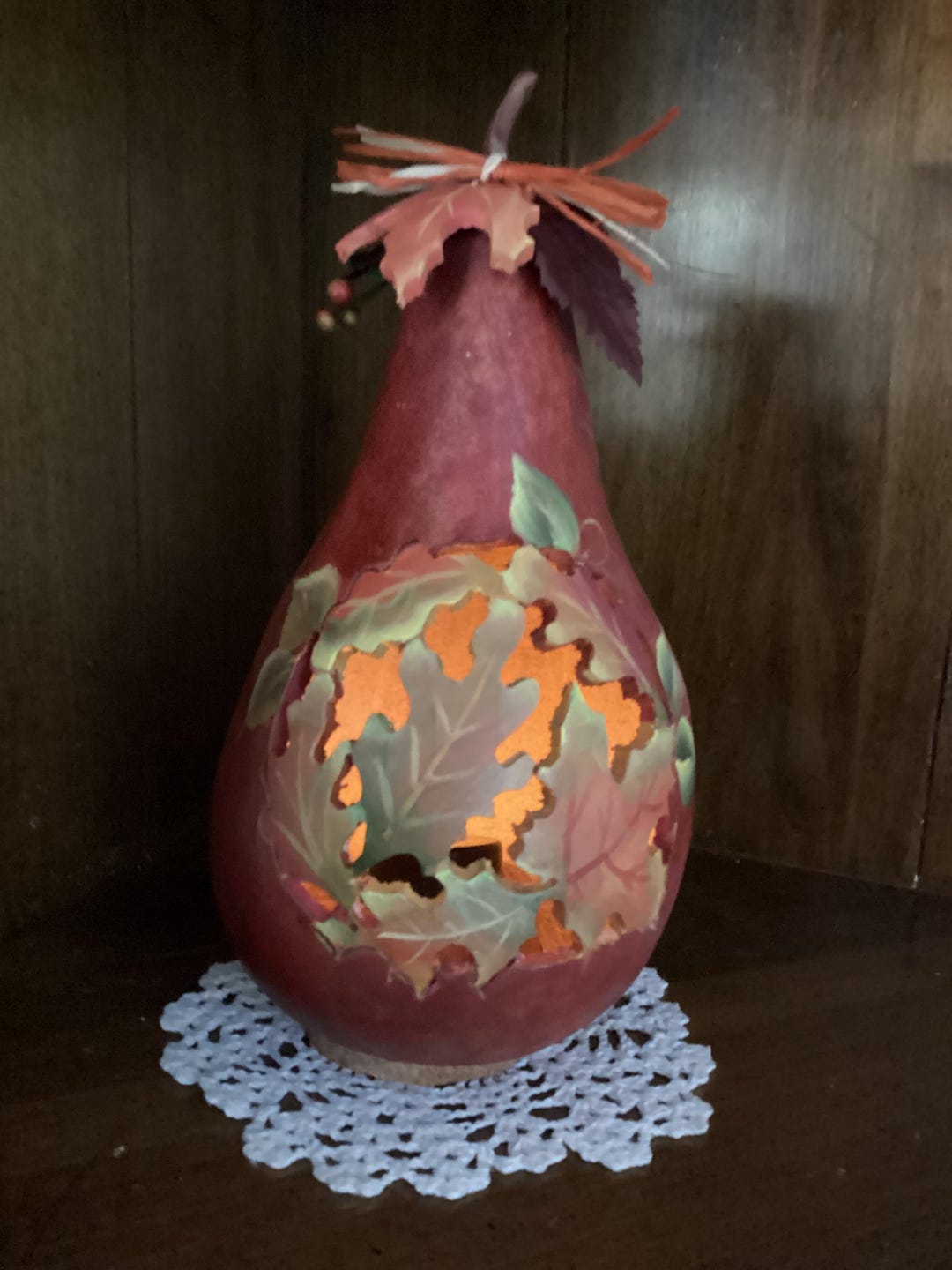 Hand Carved Natural Gourd Luminary for the Fall - Etsy