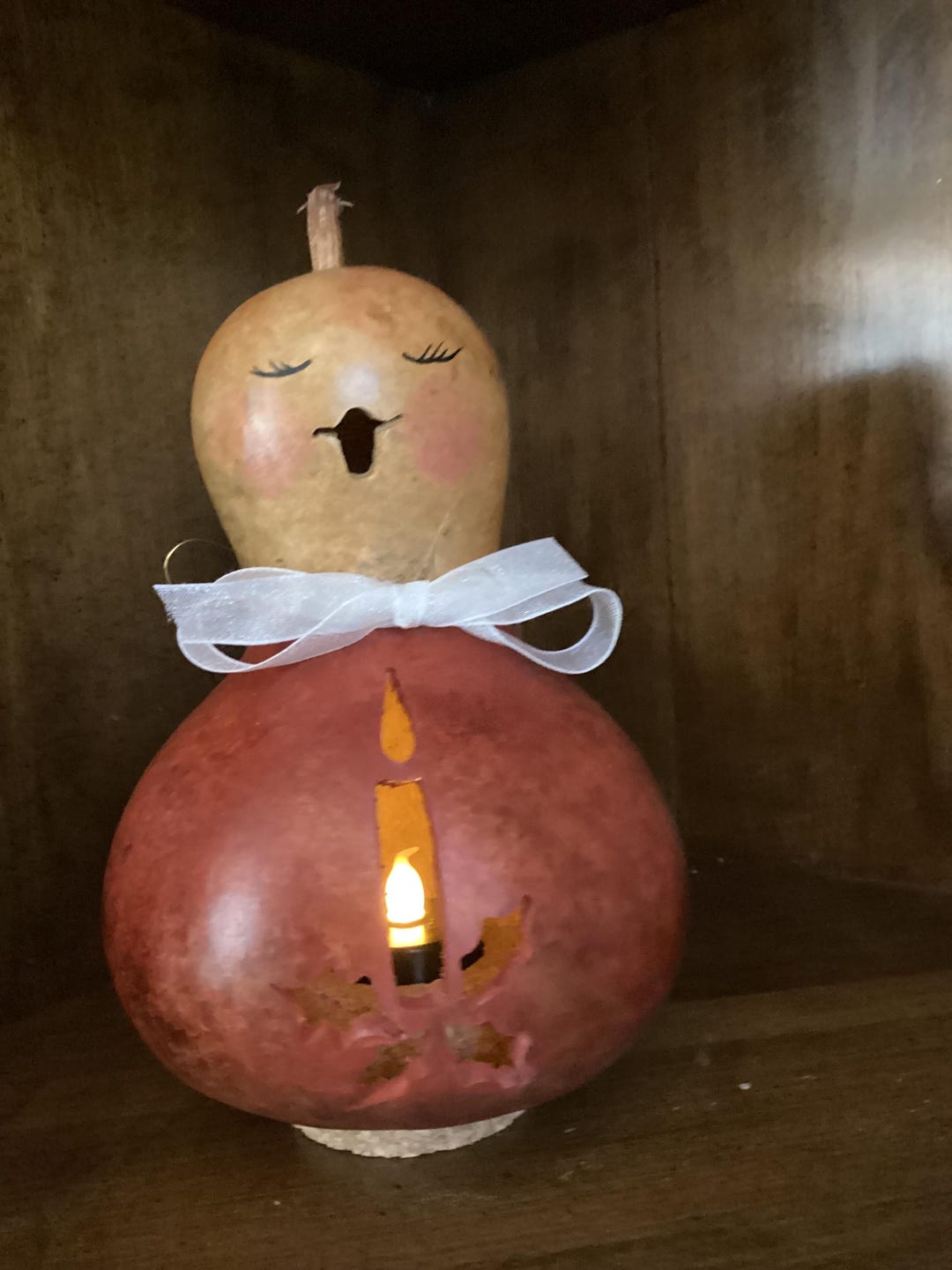 Hand Carved Gourd Angel Luminary - Etsy